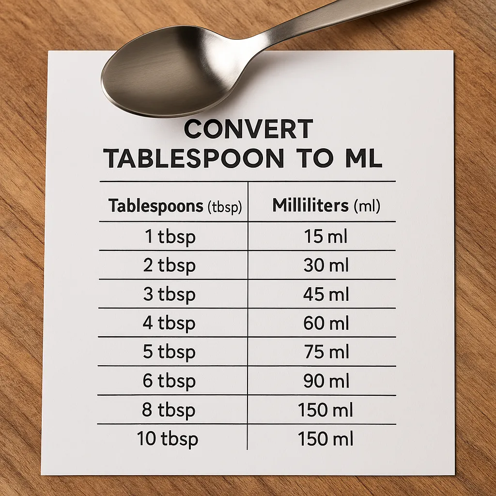 Convert tablespoon to ml: easy chart with kitchen units | PEKIS Recipes